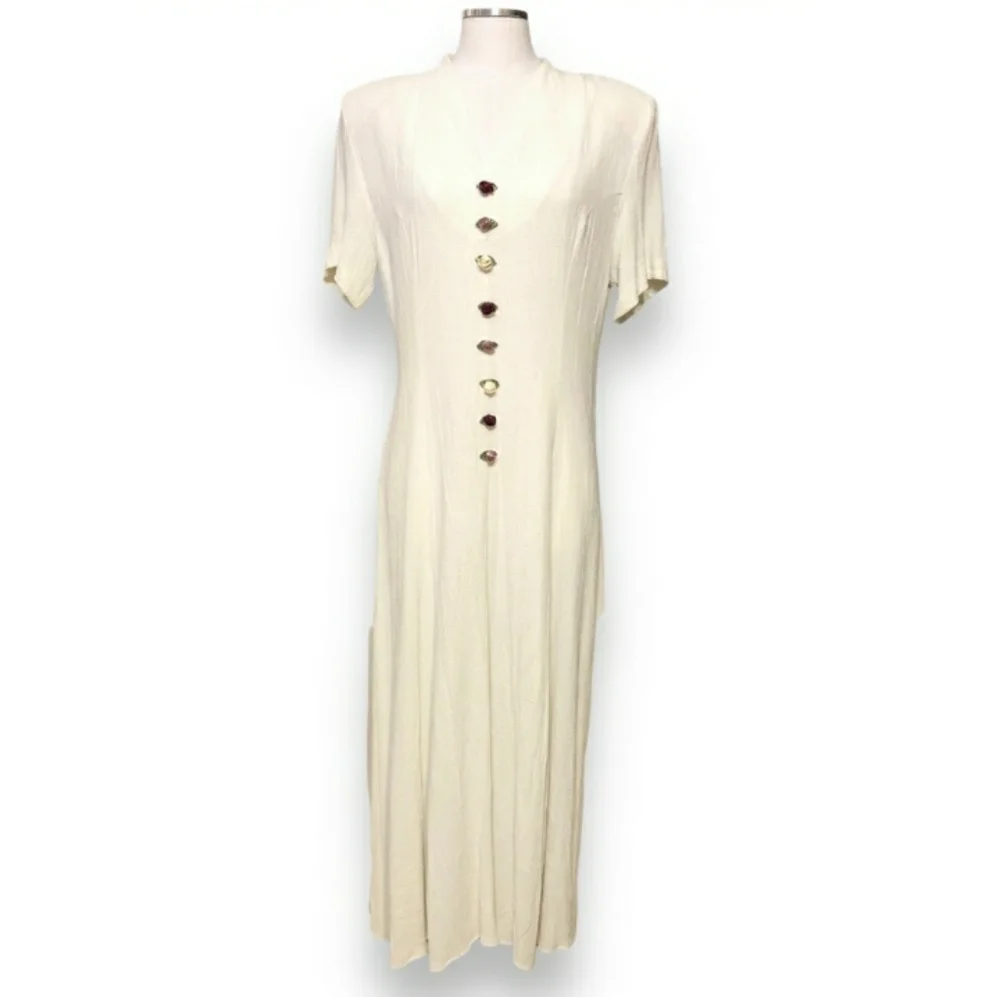 J.B.S. | Dresses | Jbs Ltd Ivory V Neck Dress With Rose Details ...